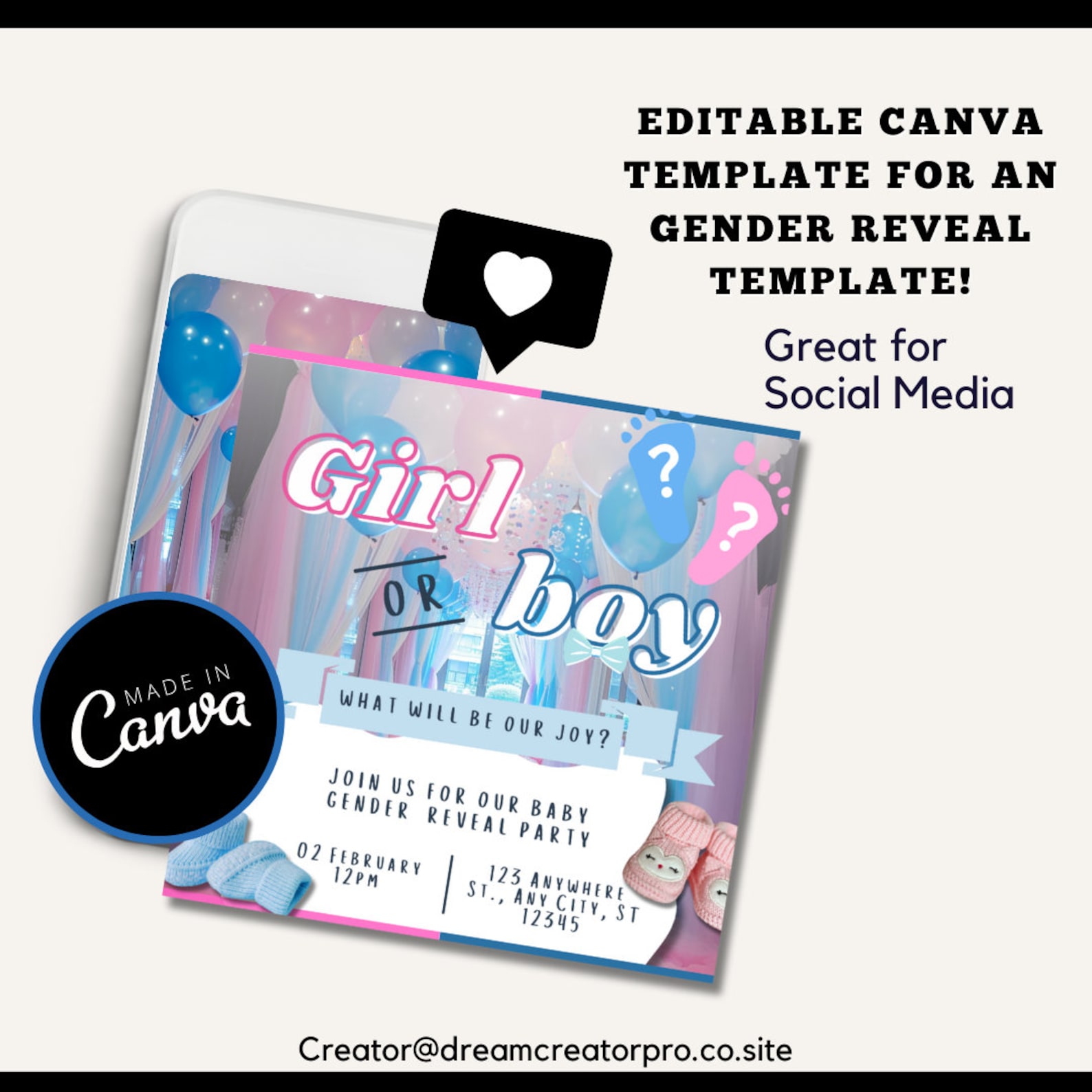 Baby Shower Gender Reveal Canva Template / Event Flyer Bundle / Baby ...