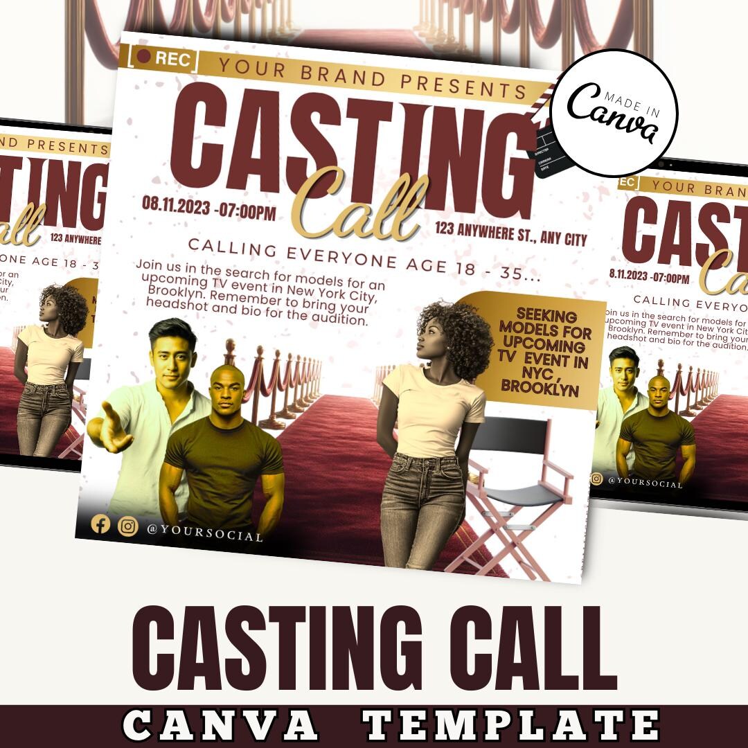 Casting Call TV AUDITION Flyer Canva Template / Casting Call / Audition ...