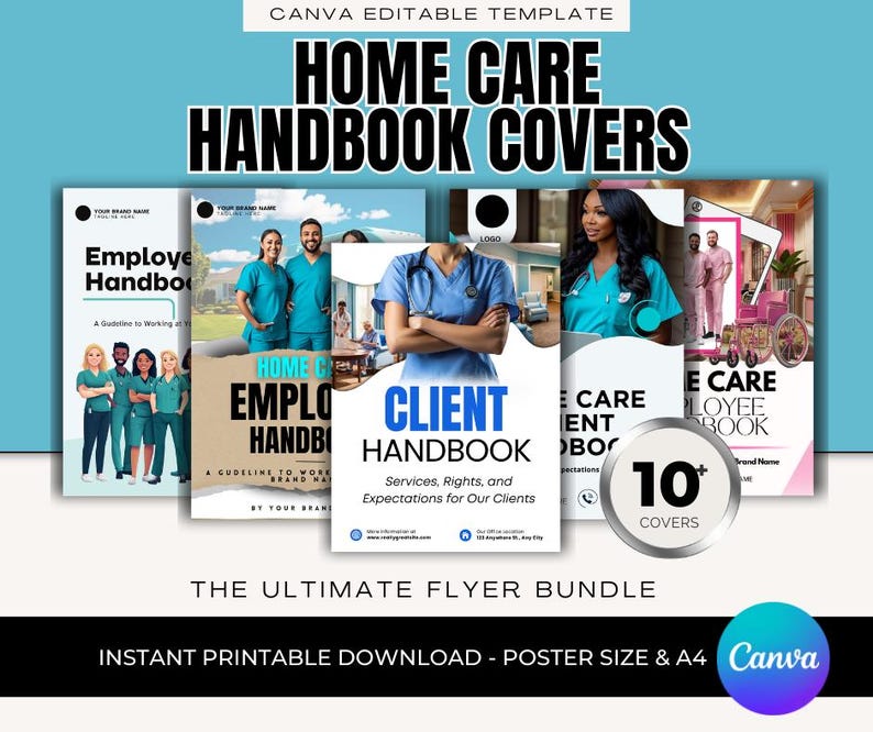 Home Care Service Handbook Cover / DIY Caregiver Ebook / Medical Ebook ...