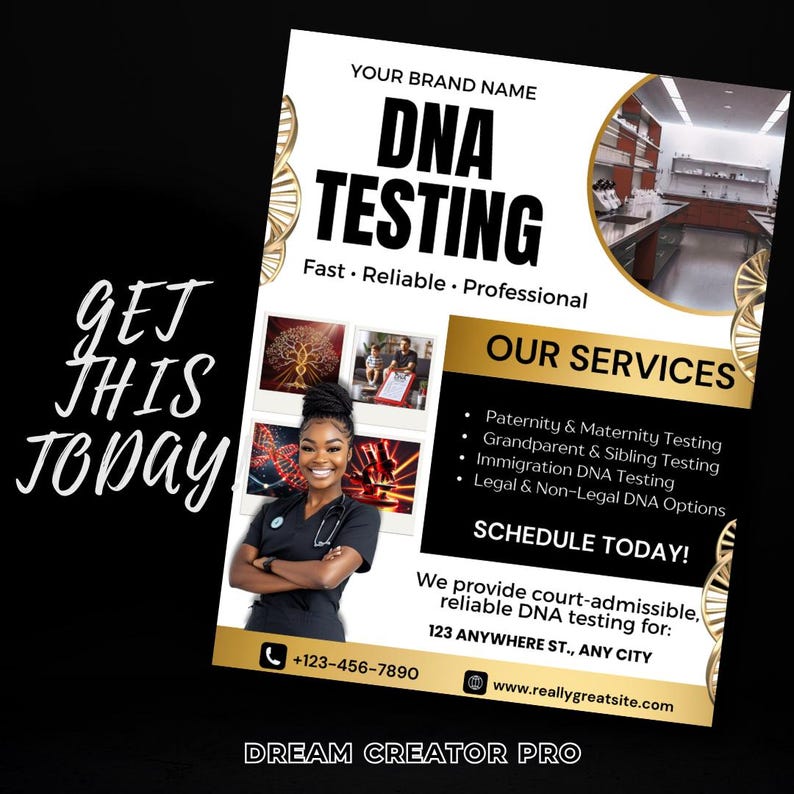 DNA Testing Instagram Post Template | Canva Editable DNA Lab Services ...
