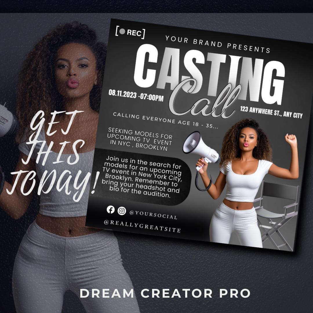 Casting Call TV AUDITION Flyer Canva Template / Casting Call / Audition ...