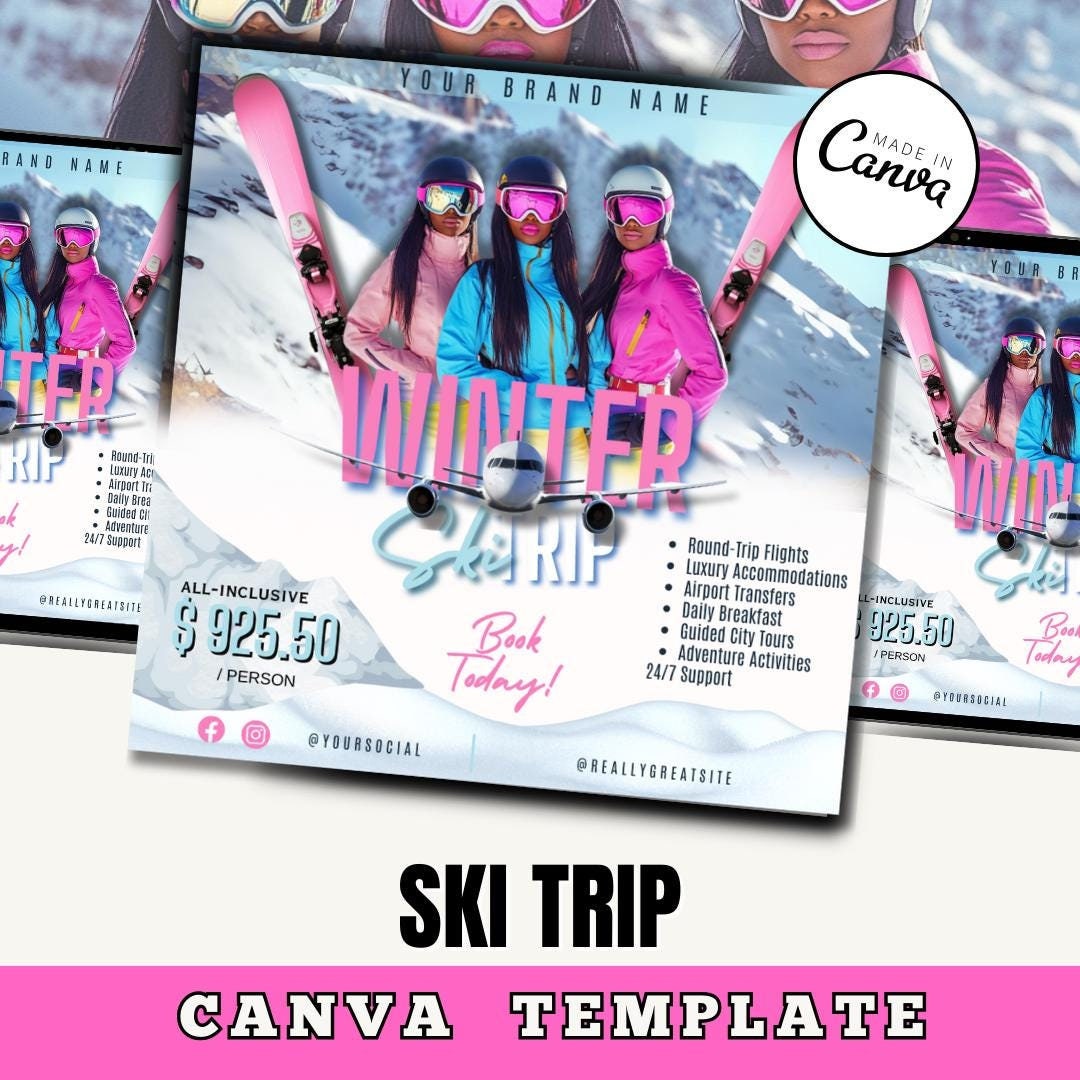 TRAVEL Agent Flyer / Travel Agent Canva / Travel Agent / Ski Trip 2025 ...