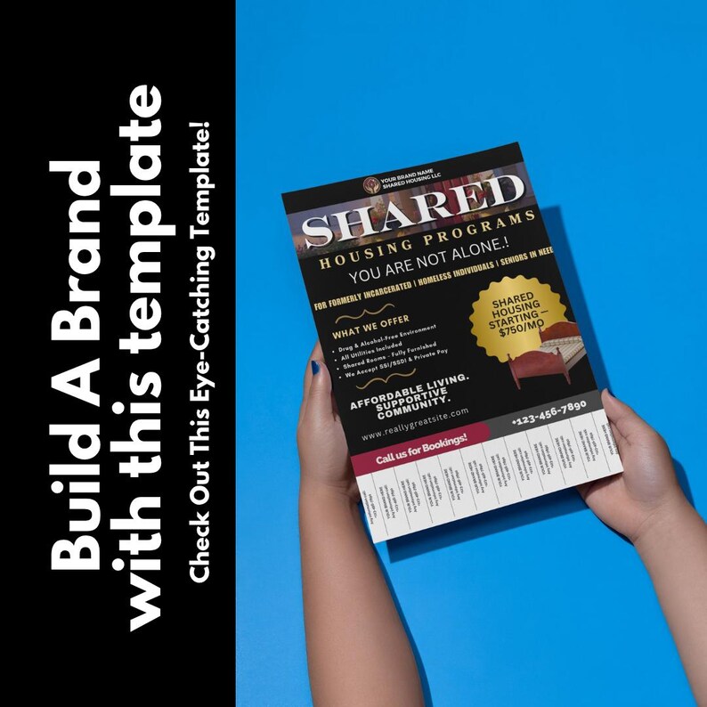 Shared Housing Flyer Tear Offs Template | Affordable Living Canva Flyer ...