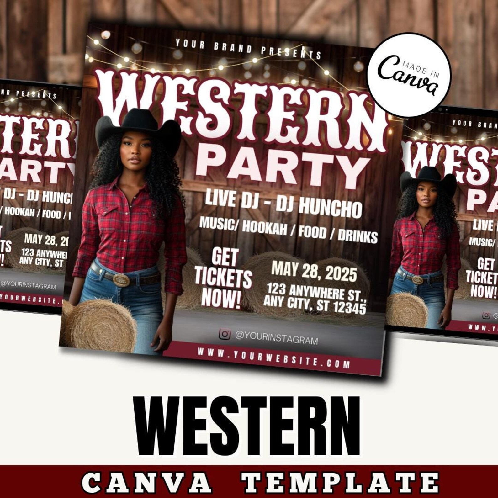 Western Night Party Flyer Template, Party Flyer, Club Flyer, Canva ...