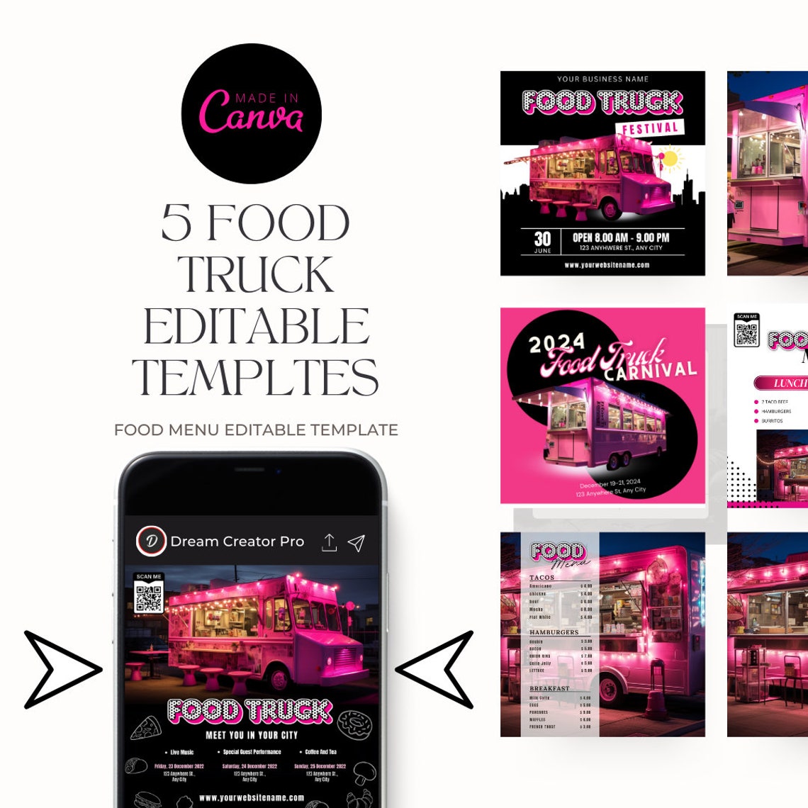 FOOD Menu Template / Food Truck Menu Template / Food Menu / Canva ...