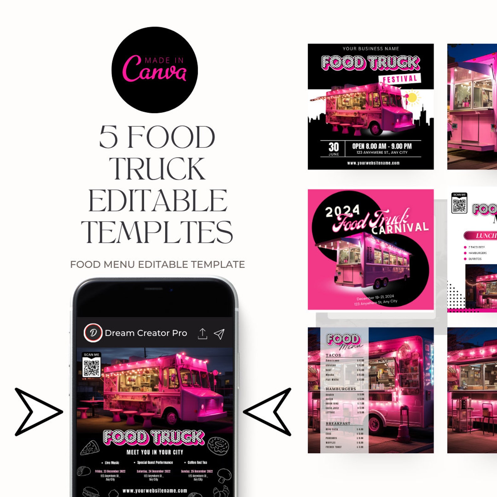 FOOD Menu Template / Food Truck Menu Template / Food Menu / Canva ...
