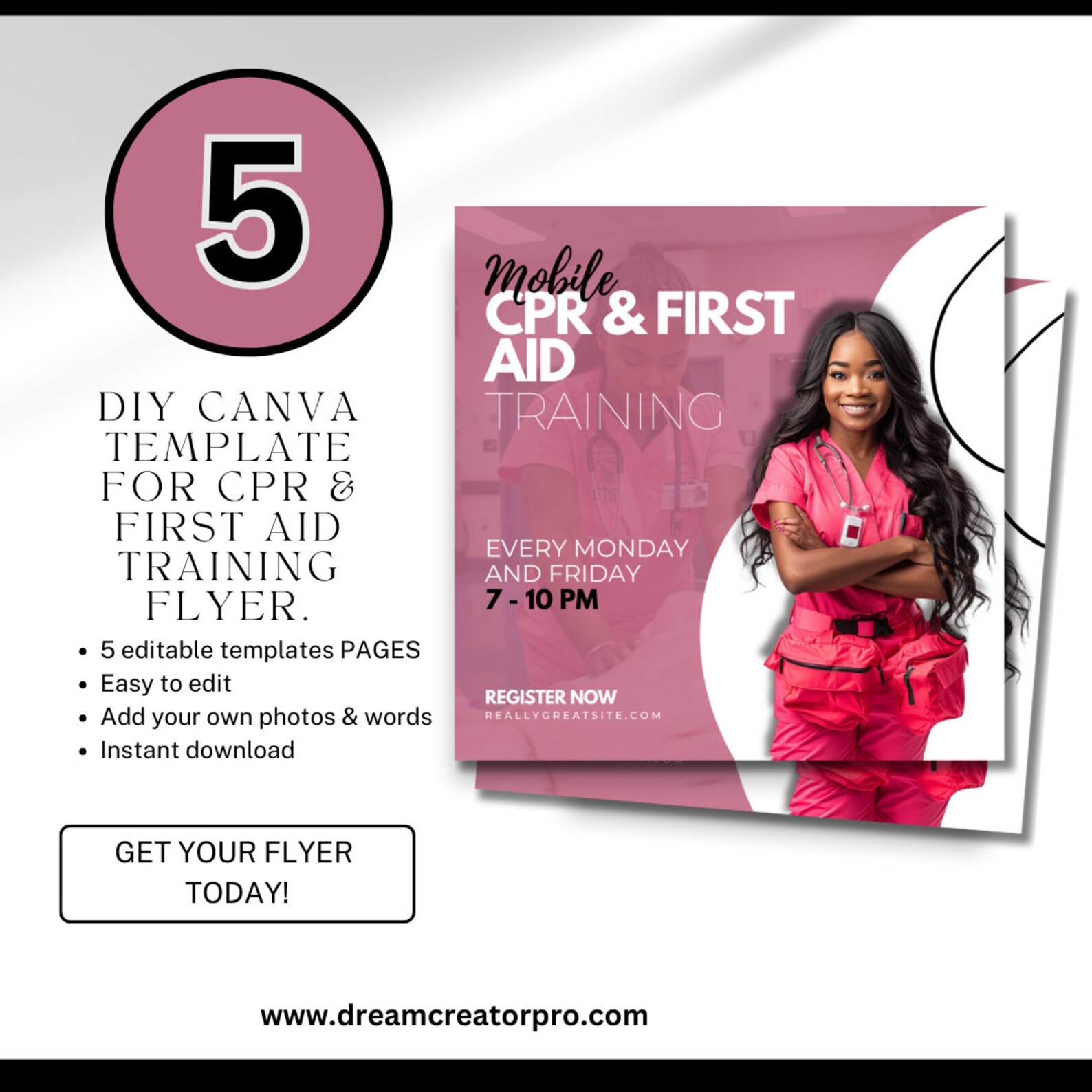 Mobile CPR Flyer TEMPLATE / DIY Medical Service Flyer/ First Aid Flyer ...