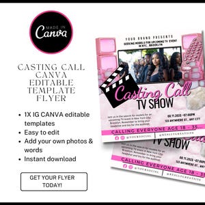 Casting Call TV AUDITION Flyer Canva Template / Casting Call / Audition ...