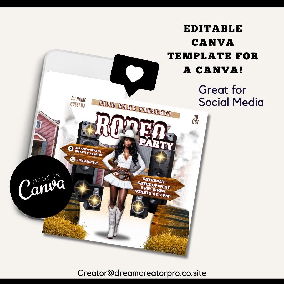 Rodeo Western Night Party Flyer Template, Party Flyer, Club Flyer ...