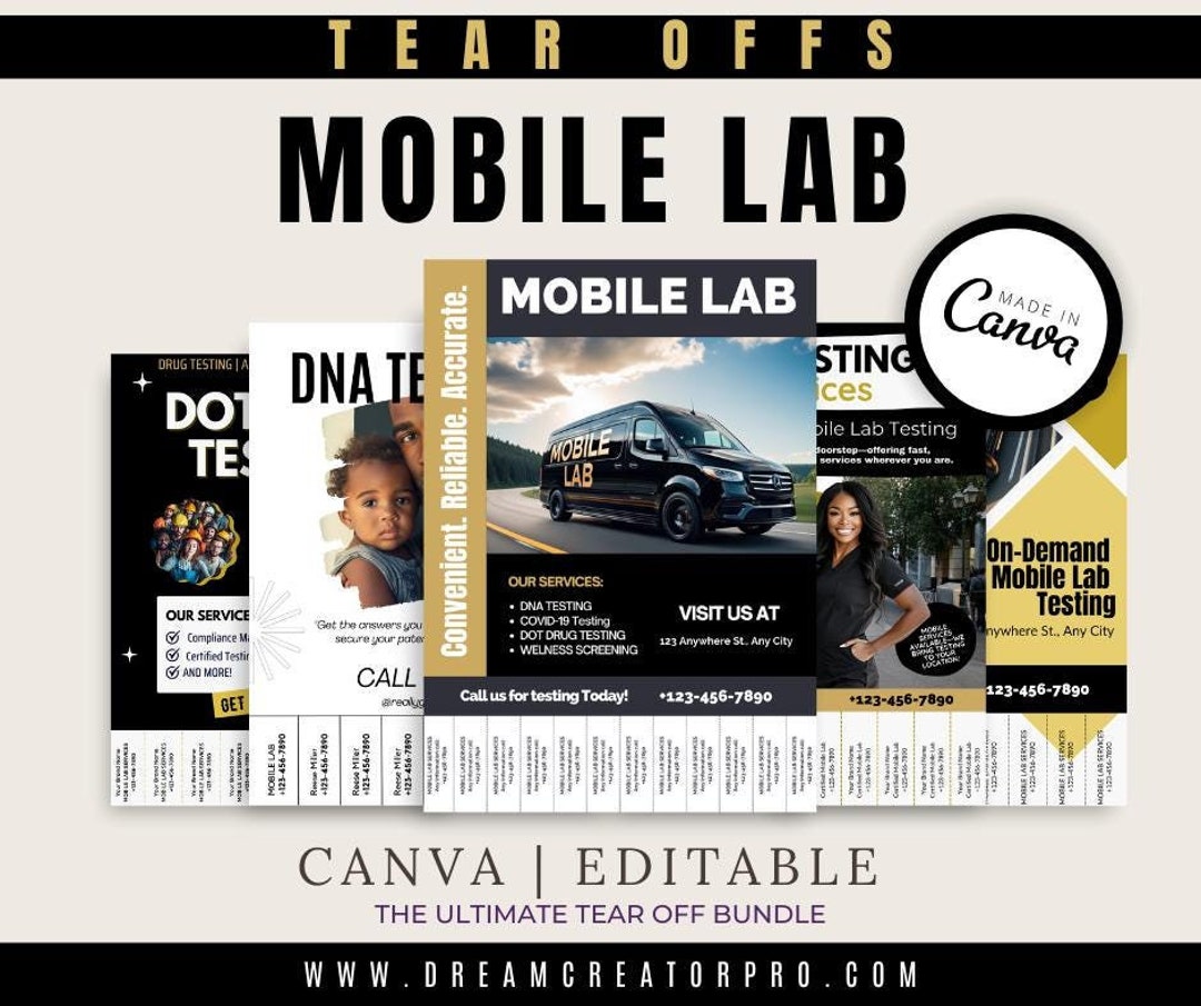 Mobile Lab Service Tear off / DIY Medical Mobile Lab Service Flyer / Mobile Lab Concierge / DOT ...