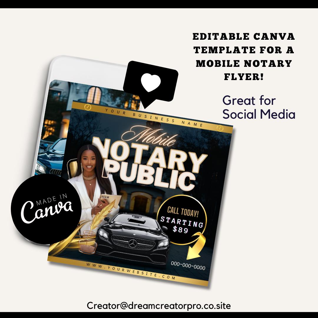 Notary Public Canva Template /mobile Service Flyer / Ig Canva Editable ...