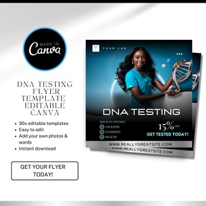 DNA Testing Flyer Canva Templates / DIY Medical DNA Lab Service Website ...