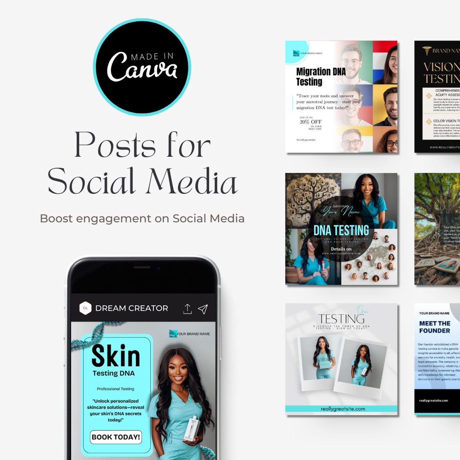 DNA Testing Canva Flyer Template / DIY Medical DNA Lab Service/ Mobile ...