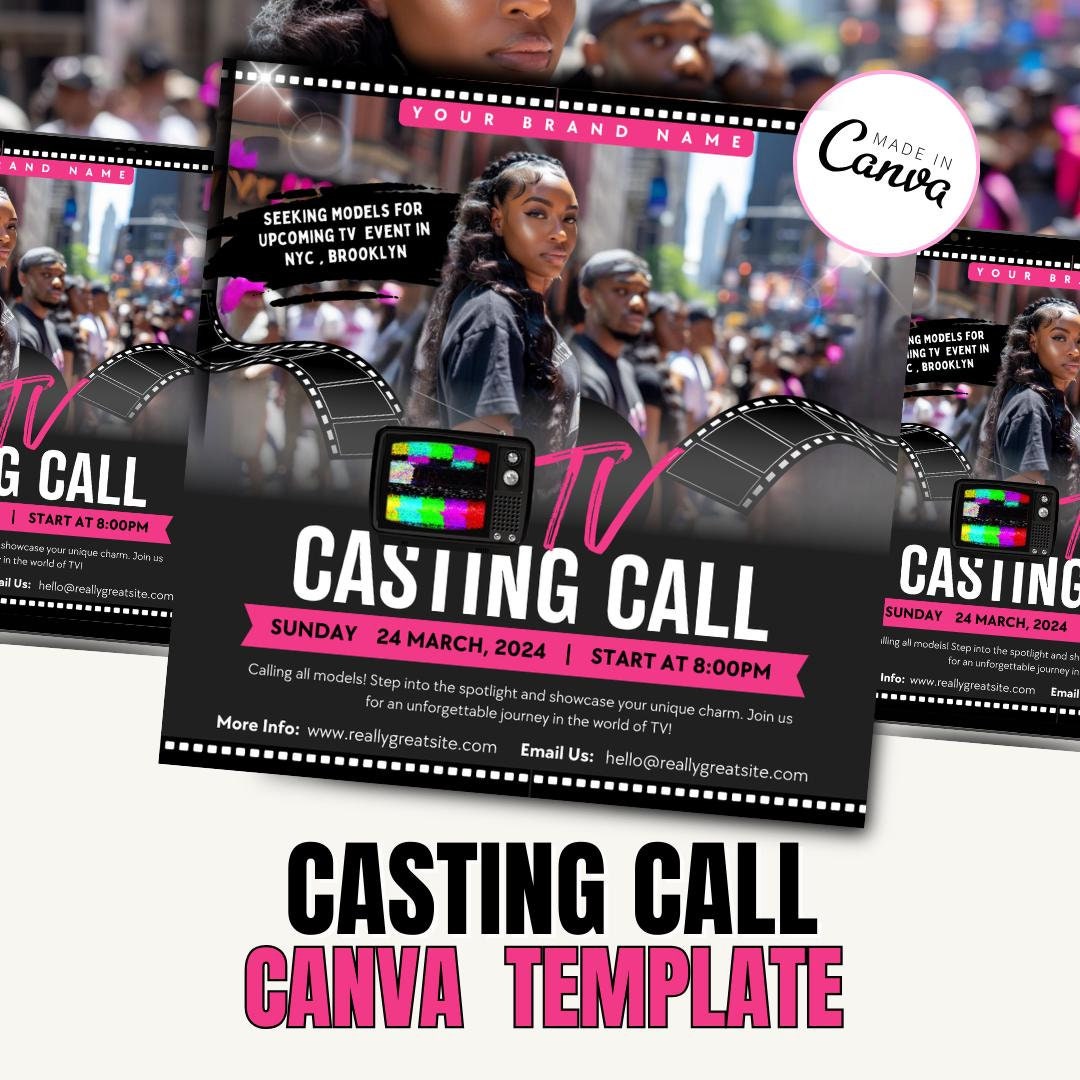 Casting Call TV AUDITION Flyer Canva Template / Casting Call / Audition ...