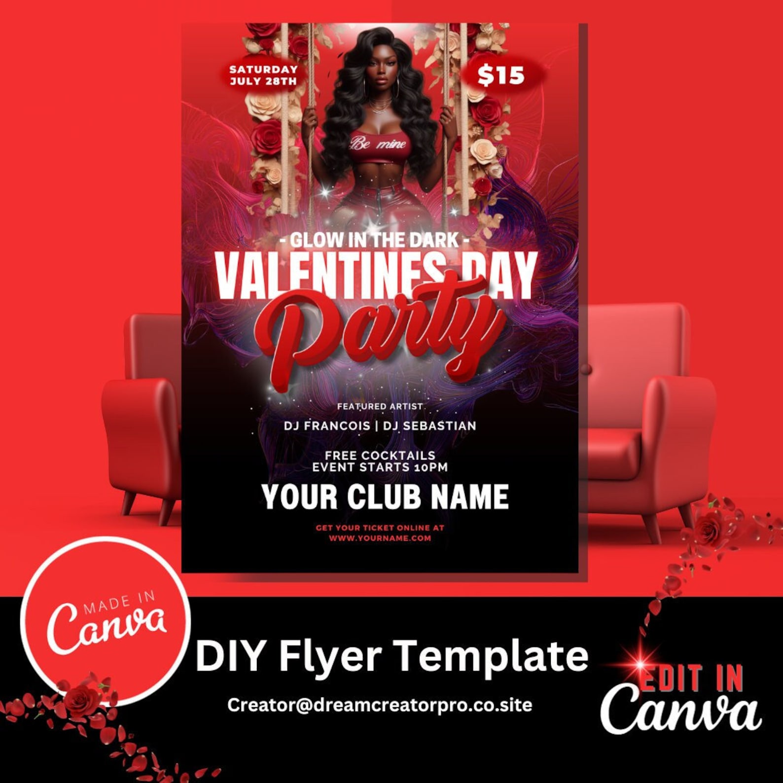DIY Valentines Party Flyer , February Flyer, Party Flyer, Club Flyer ...