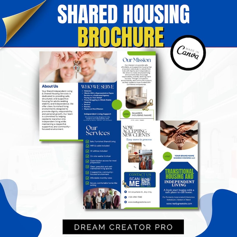 Transitional Housing Brochure Template Canva | Shared Housing ...