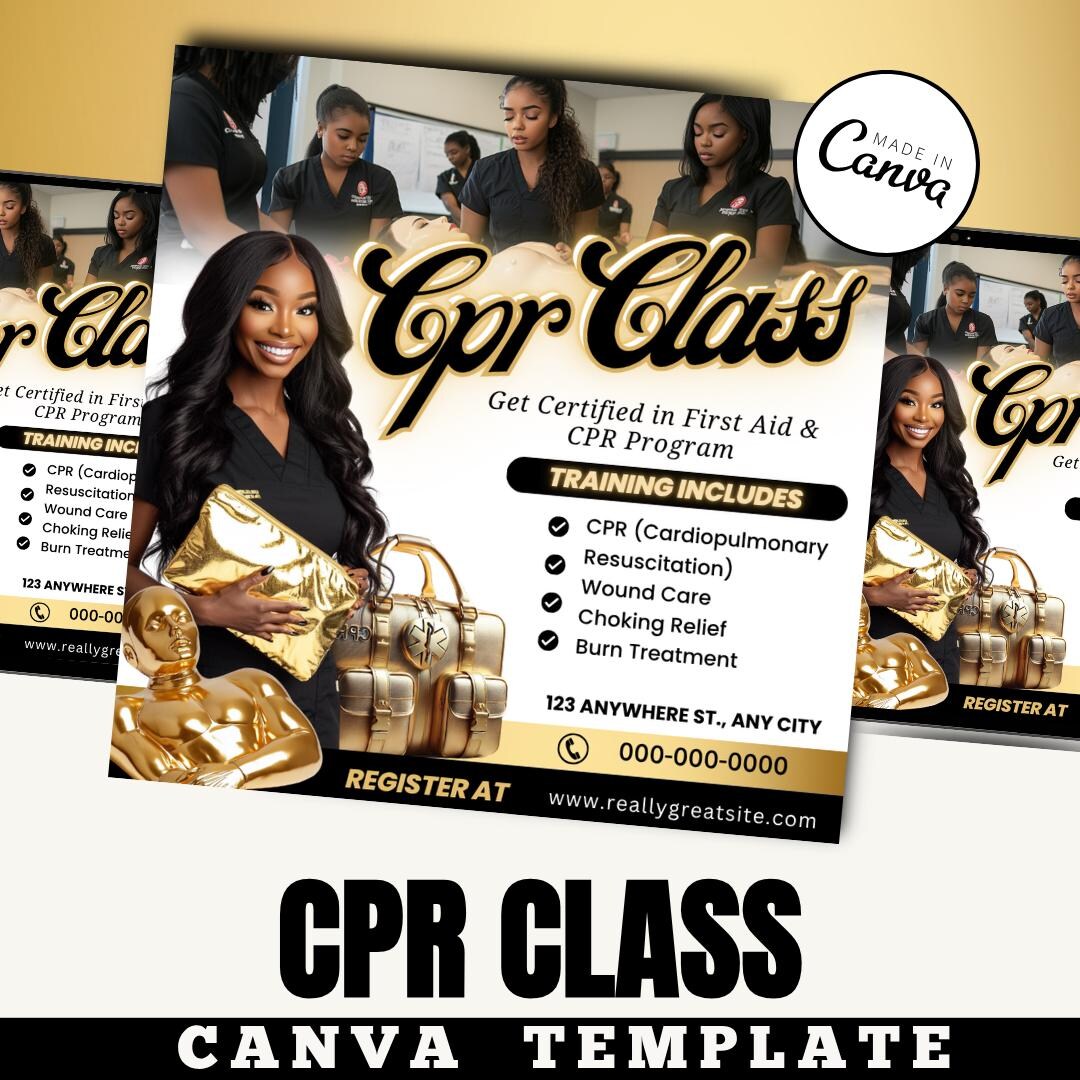CPR Class Flyer Canva Template | Editable First Aid Training Flyer ...