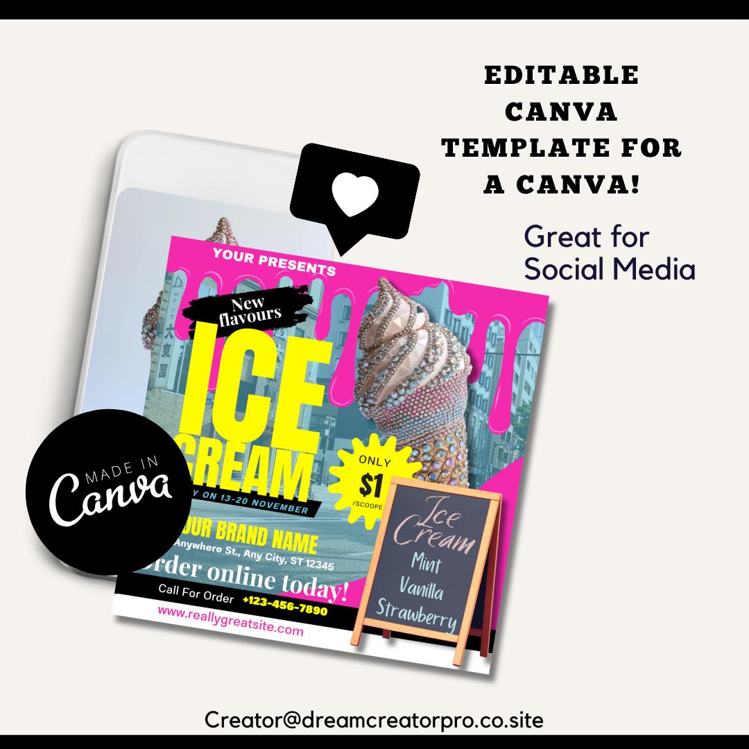 ICE Cream Shop Template / Food Truck Menu Template / Food Menu / Canva ...