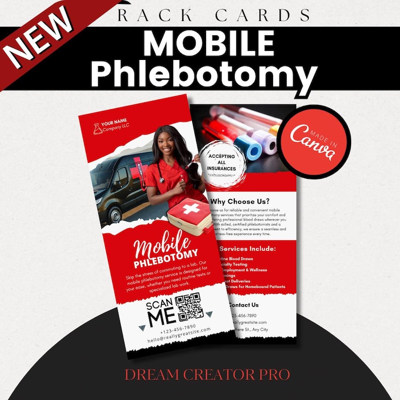 Phlebotomy Service Rack Card Template / DIY Medical Service Flyer ...