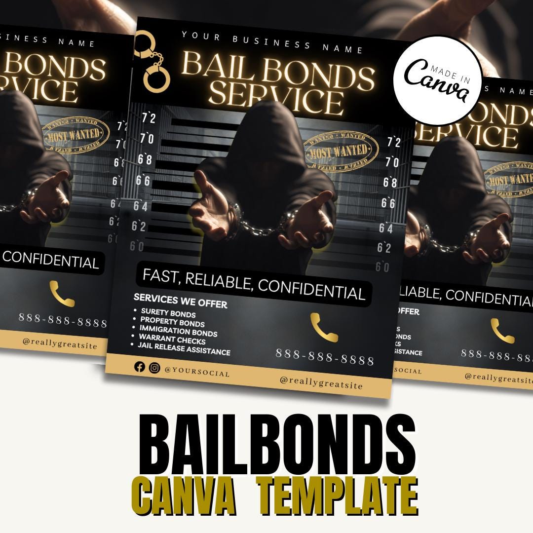 Bail Bond Service Flyer Template | Editable Canva Design for Bail ...