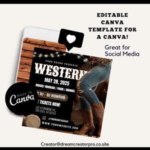 Western Night Party Flyer Template, Party Flyer, Club Flyer, Canva ...