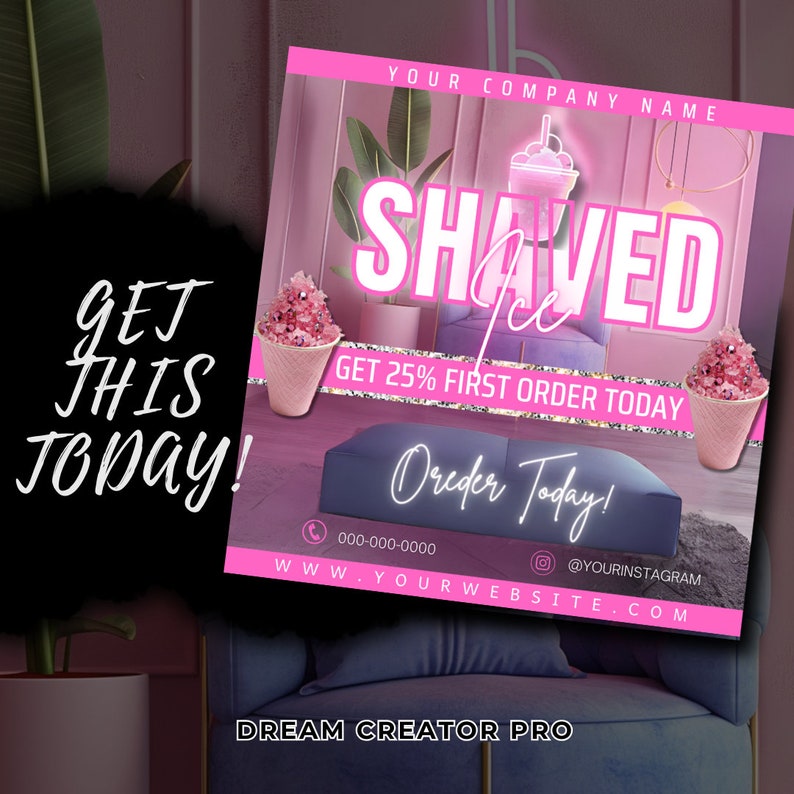 Shaved Ice Menu Template / Snow Cone Menu Template / Food Menu / Canva ...