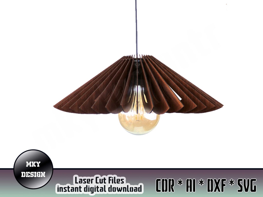 Wood Pendant Lighting, Chandelier Lampshade Laser Cut Ceiling Lamp ...