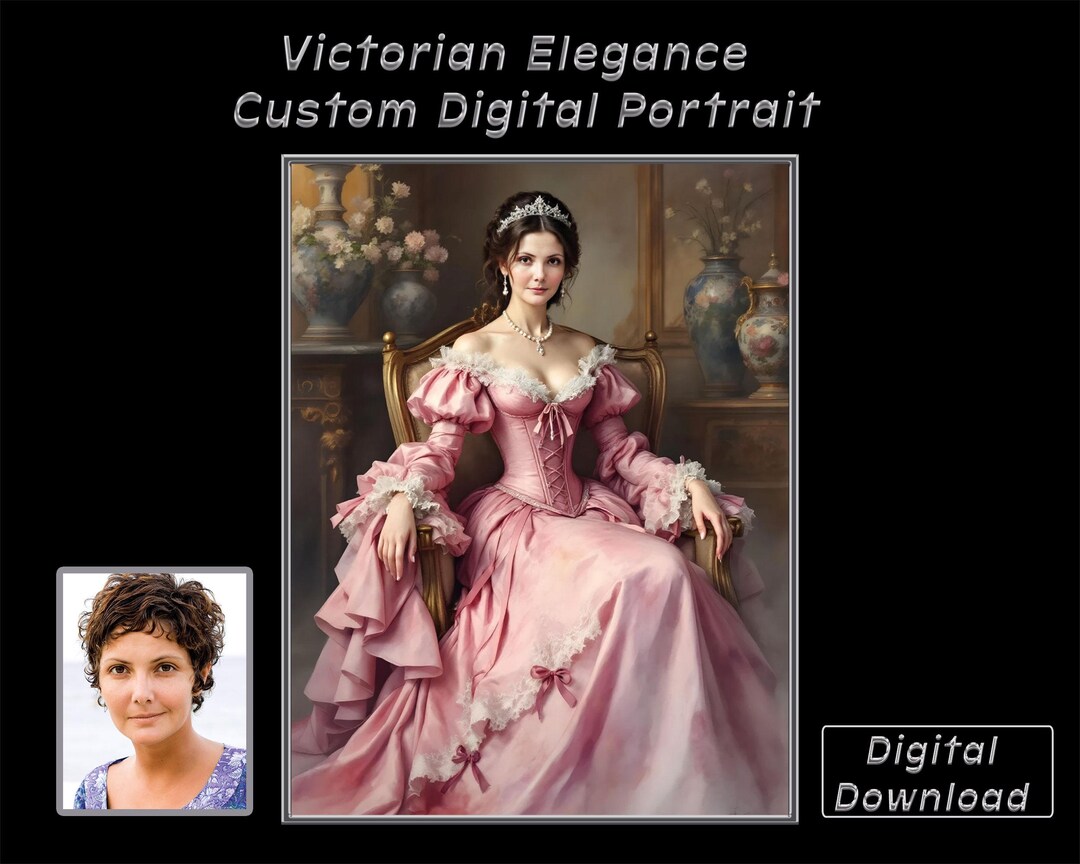 Custom Victorian Lady Portrait | Digital Face Swap Historical Painting ...