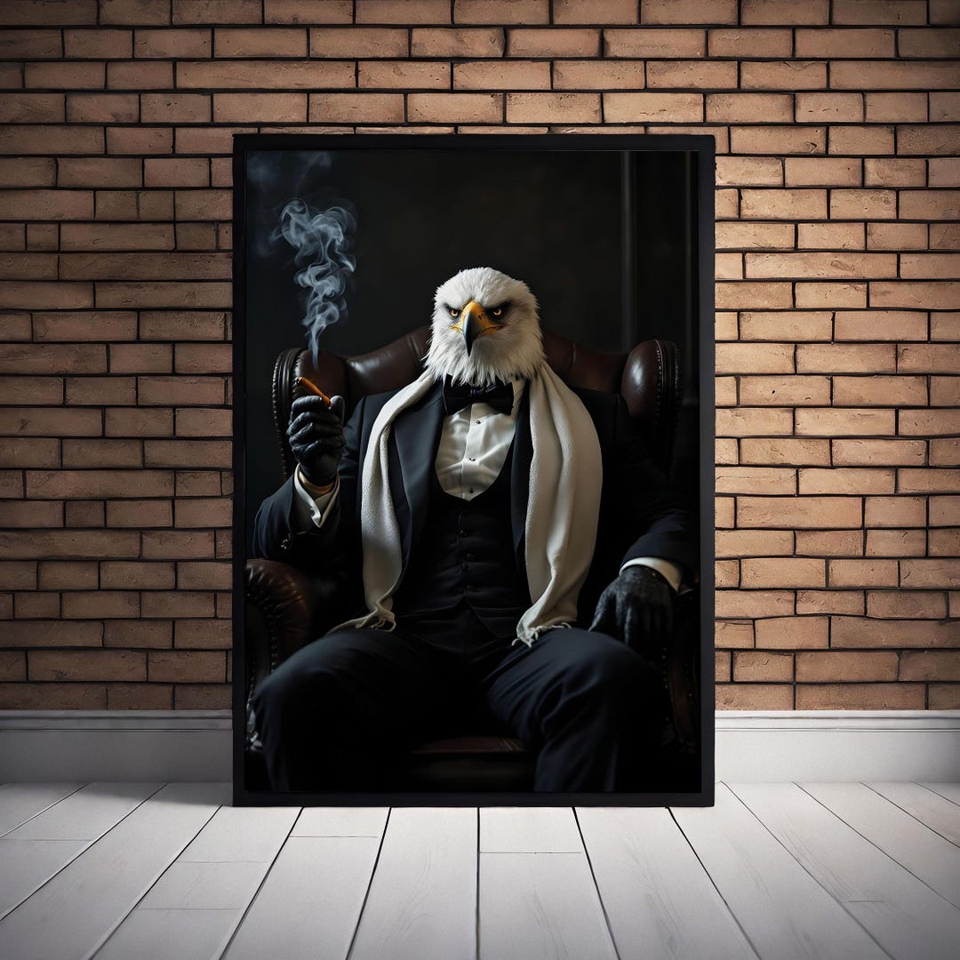Bald Eagle Poster - Mafia Boss Animal Portrait | Gangster Wall Art ...