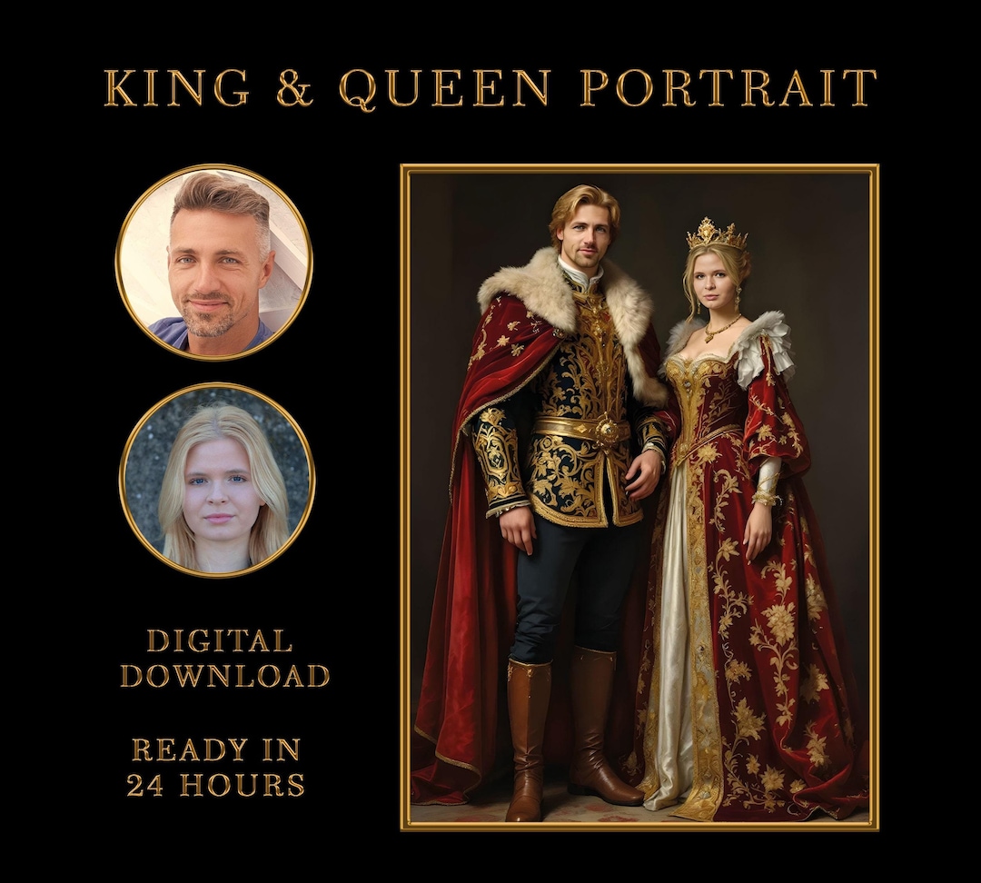 Personalized Renaissance King & Queen Portrait – Royal Elegance ...