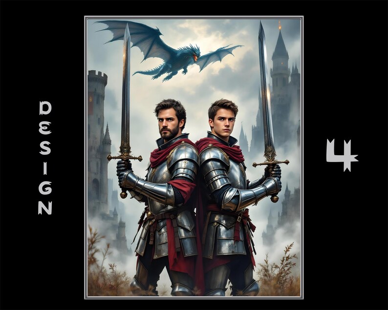 Custom Knight & Dragon Warrior Duo Poster – Epic Cinematic Fantasy ...