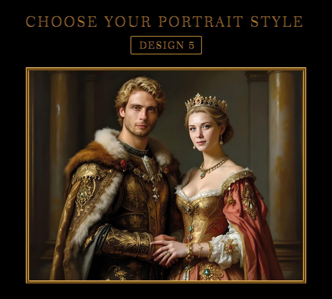 Renaissance King and Queen Portrait, Personalized Royal Couple Art - Etsy