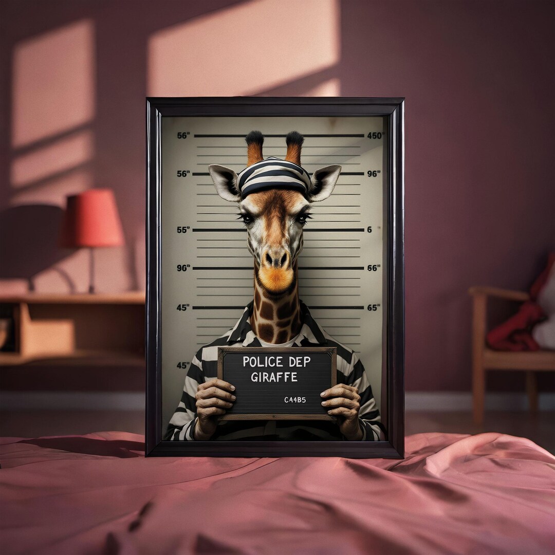 Giraffe Poster Animal Mugshot | Digital Download Pet Art | Mafia Boss ...