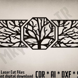Octagonal Wall Decor Panel With Tree Branches Pattern, Laser Cut ...
