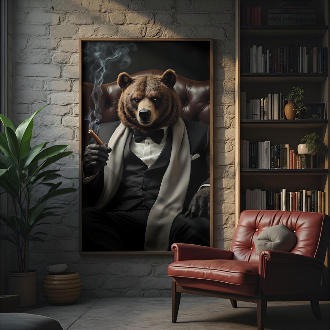 Bear Mafia Poster - Mafia Boss Animal Portrait | Gangster Wall Art ...