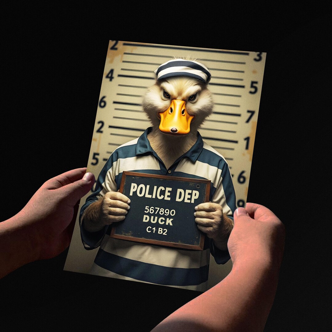 Duck Poster, Funny Animal Mugshot | Digital Download Pet Art | Mafia ...