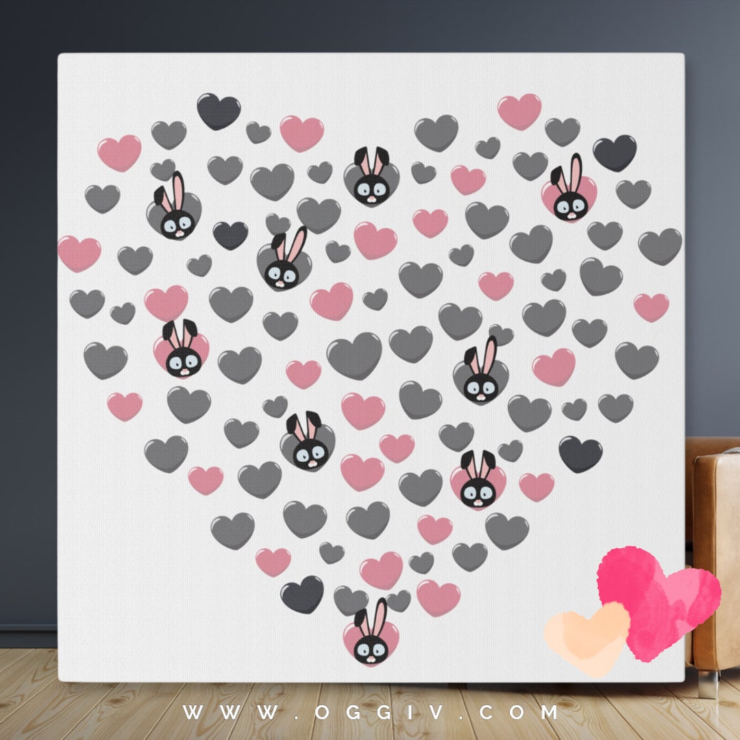 Hoppy Hearts Wall Art Home Decor Valentines Wall Art Whimsical Wall Art ...