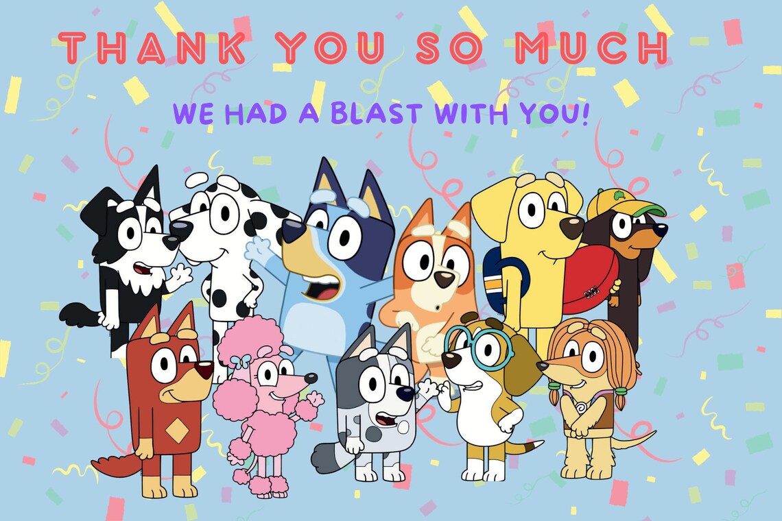 Canva Template: Bluey Birthday Thank You Card Template Bluey - Etsy