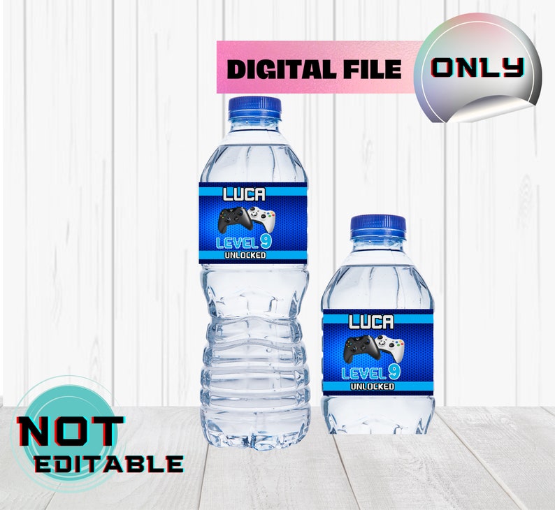 Gamer Water Bottle Labels Gamer Party Gamer Birthday Party Decorations ...