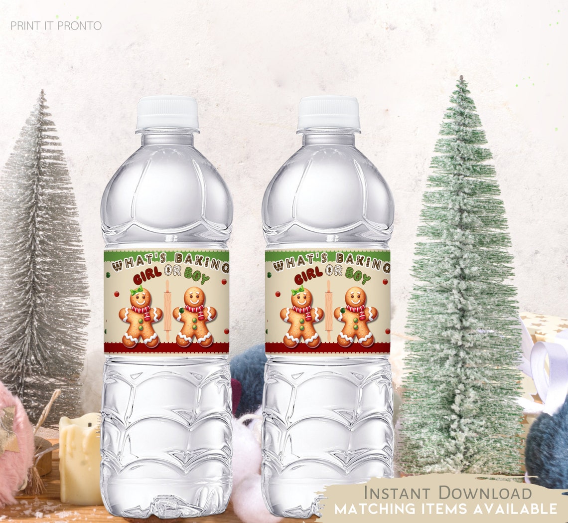 Printable What's Baking Gingerbread Water Bottle Labels - Etsy