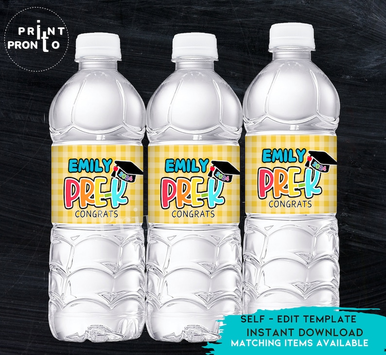 Pre-kindergarten Graduation Water Labels, Graduation Favors ...