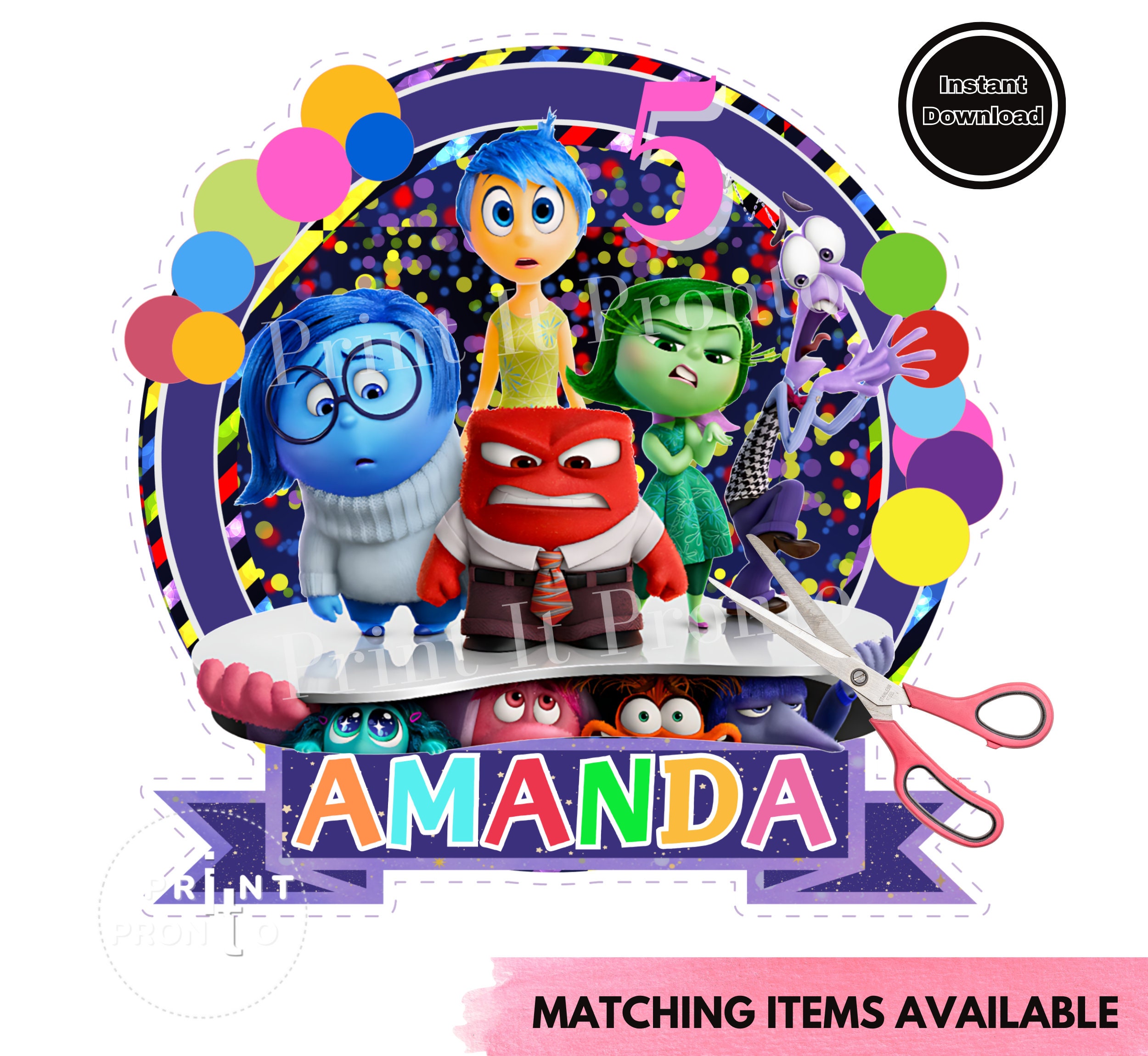 Inside Out Cake Topper, Inside Out Birthday, Inside Out Party, Inside ...