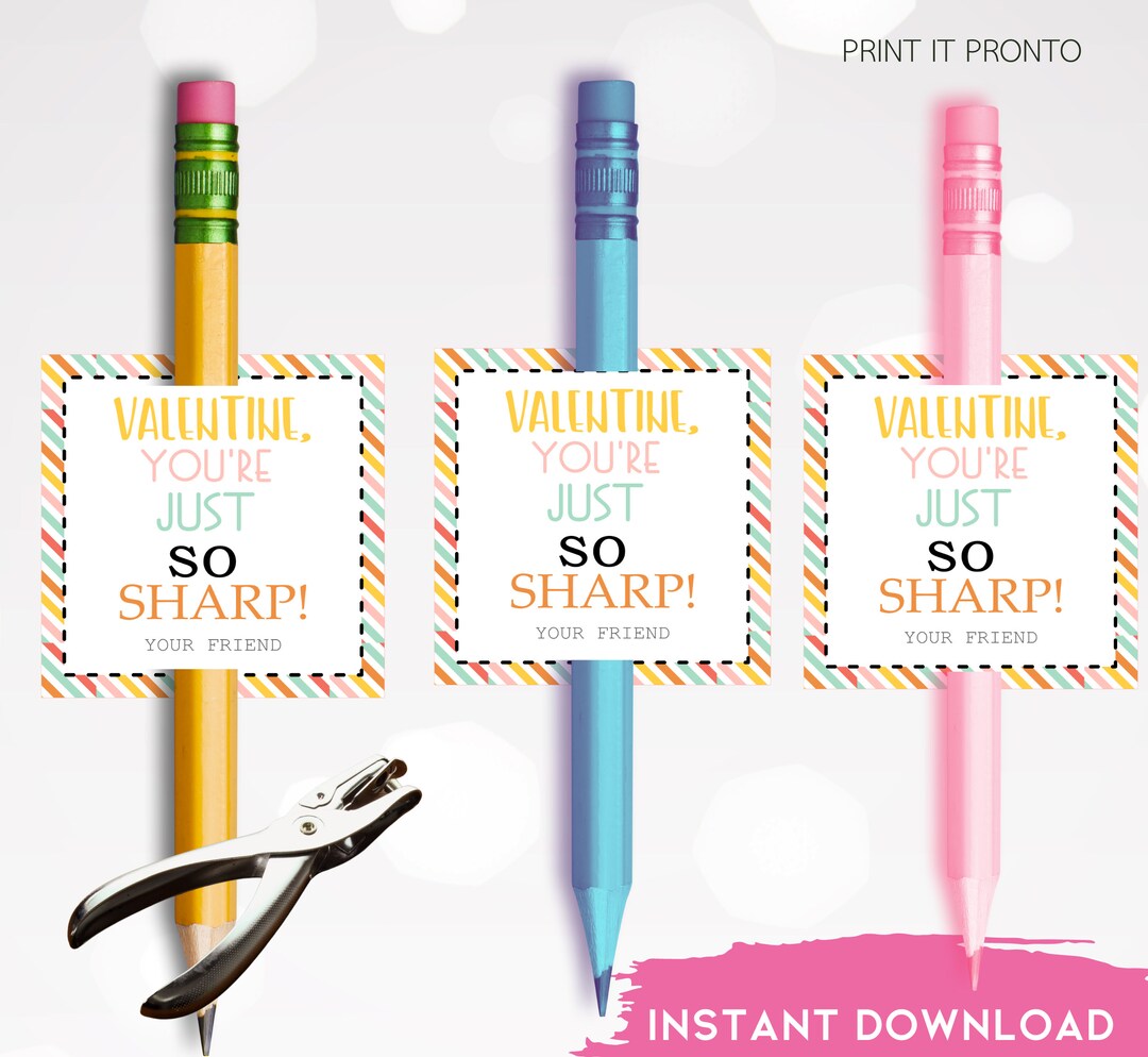 Valentine Pencil Holder Tag, Valentine Pencil Tags, Write Valentines ...