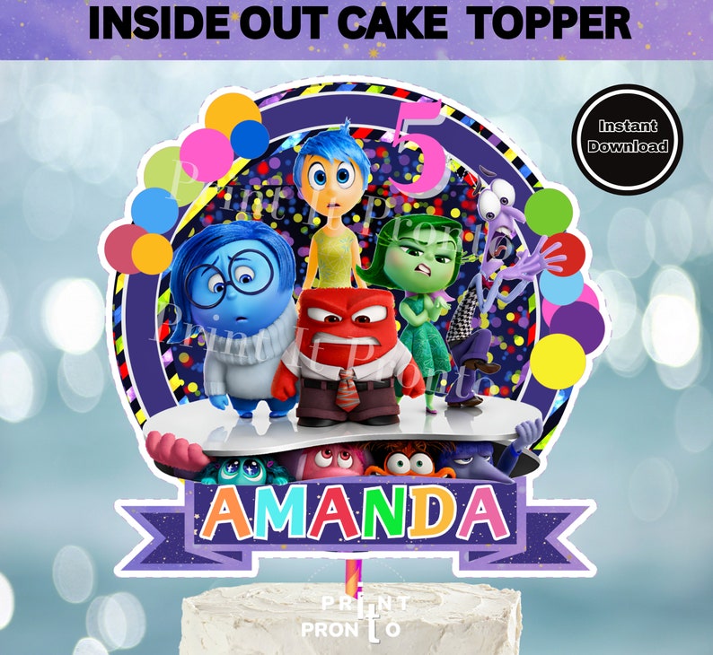 Inside Out Cake Topper, Inside Out Birthday, Inside Out Party, Inside ...