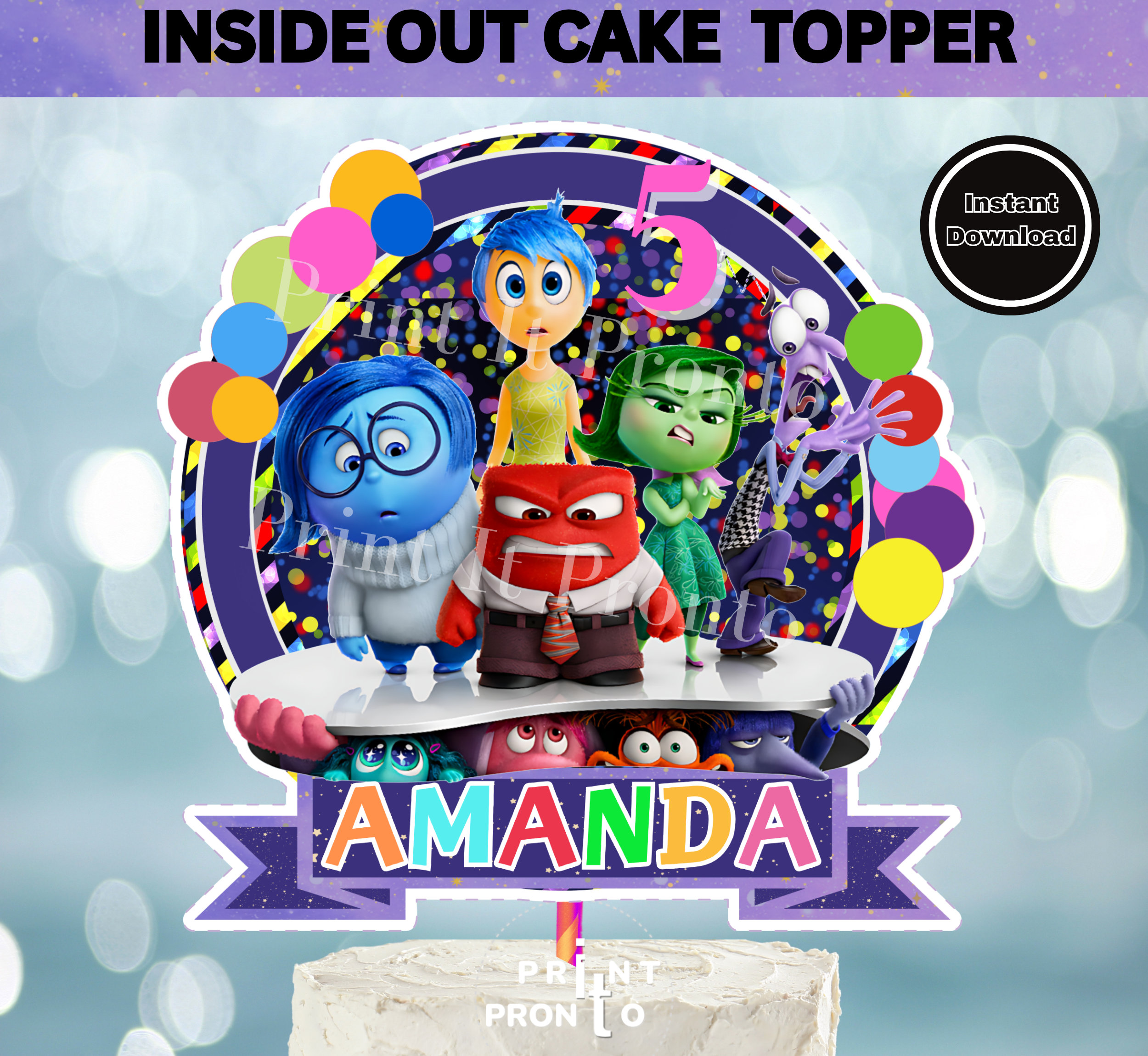 Inside Out Cake Topper, Inside Out Birthday, Inside Out Party, Inside ...