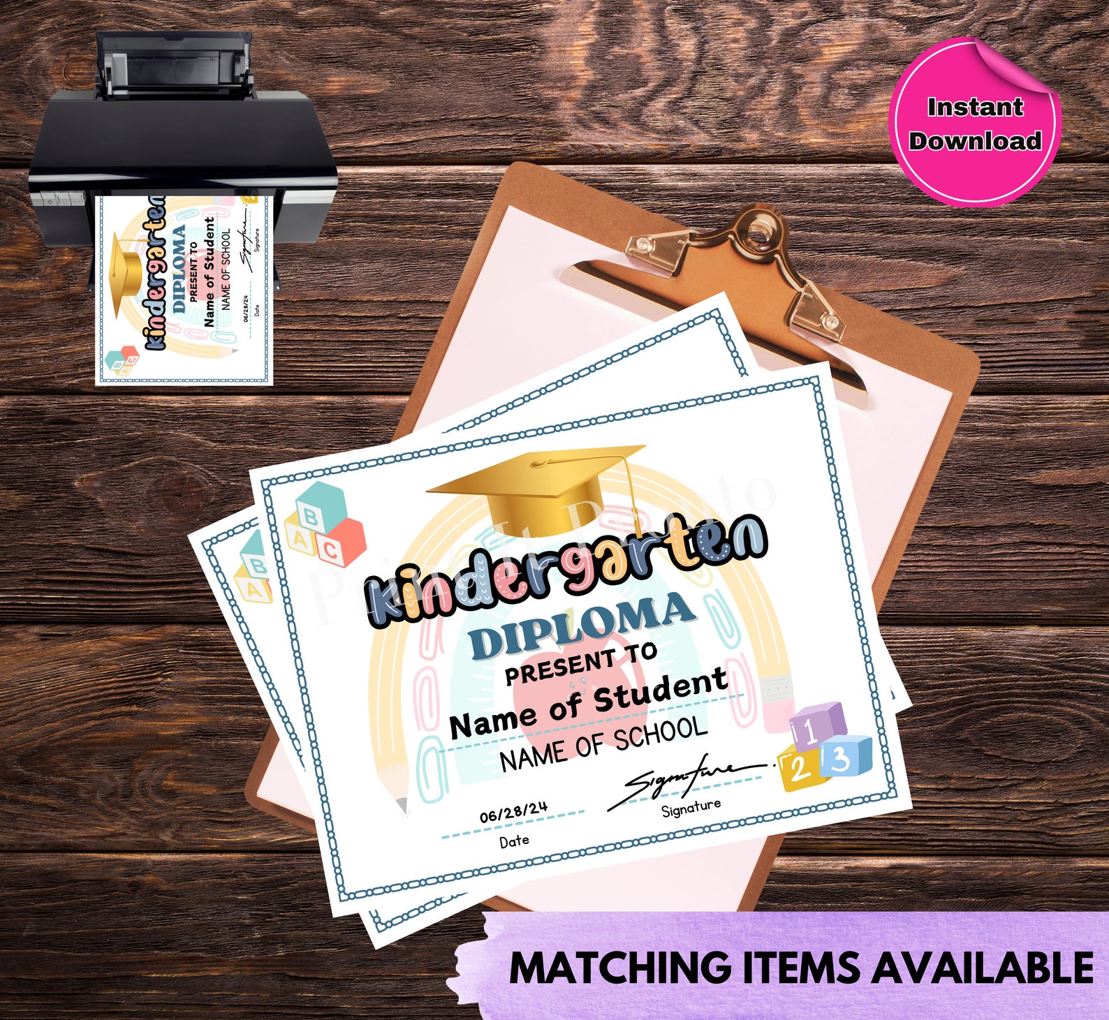 Editable Graduation Certificate, Preschool Diploma, Personalized School ...