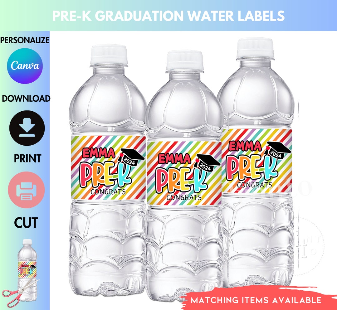 Pre-kindergarten Graduation Water Labels, Graduation Favors ...