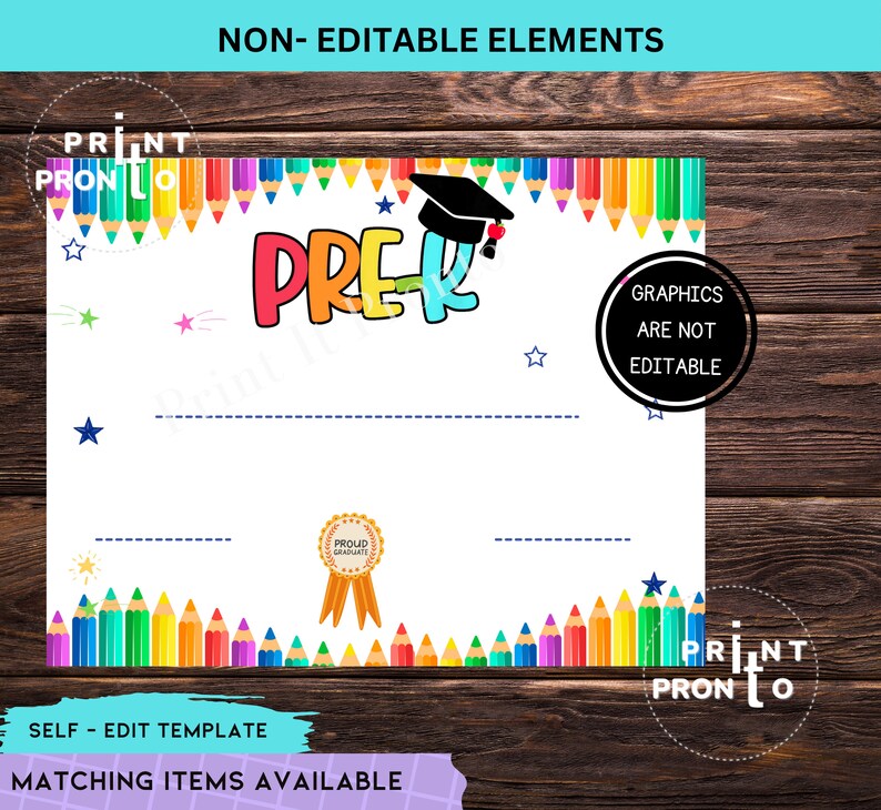 Editable Preschool Certificate, Graduation Diploma, Personalized School ...