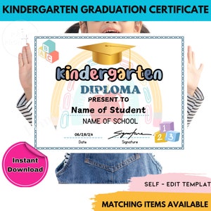 Editable Graduation Certificate, Preschool Diploma, Personalized School ...
