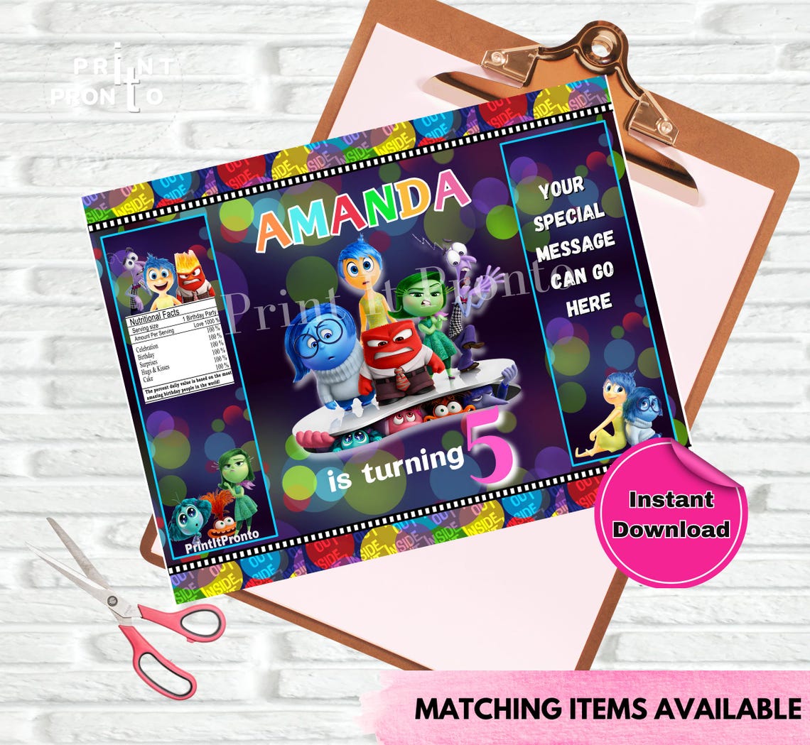 Inside Out Chip Bag, Inside Out Birthday, Inside Out Party, Inside Out ...